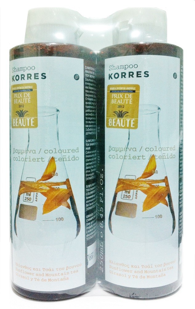 KORRES ΣΑΜΠΟΥΑΝ ΜΕ ΔΙΚΤΑΜΟ & ΤΣΑΙ ΓΙΑ ΒΑΜΜΕΝΑ ΜΑΛΛΙΑ 2x250ml 1+1 ΔΩΡΟ ...