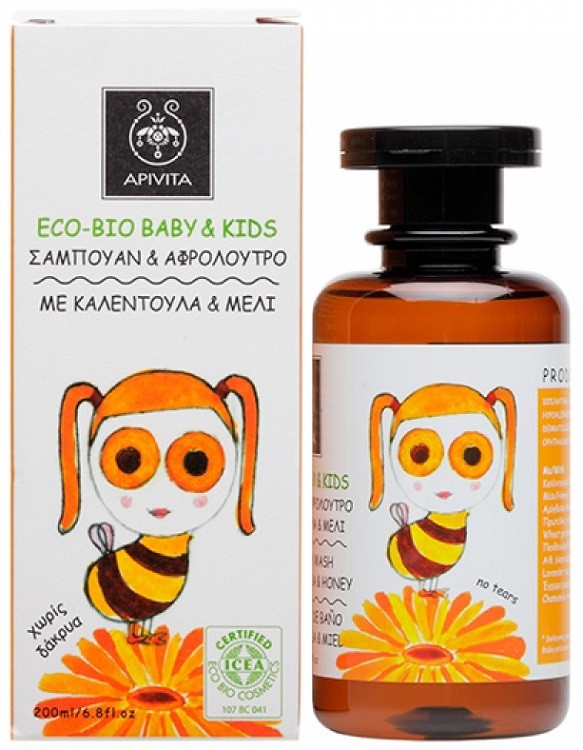 APIVITA ECO-BIO BABY&KIDS ΣΑΜΠΟΥΑΝ & ΑΦΡΟΛΟΥΤΡΟ ΜΕ ΚΑΛΕΝΤΟΥΛΑ/ΜΕΛΙ ...